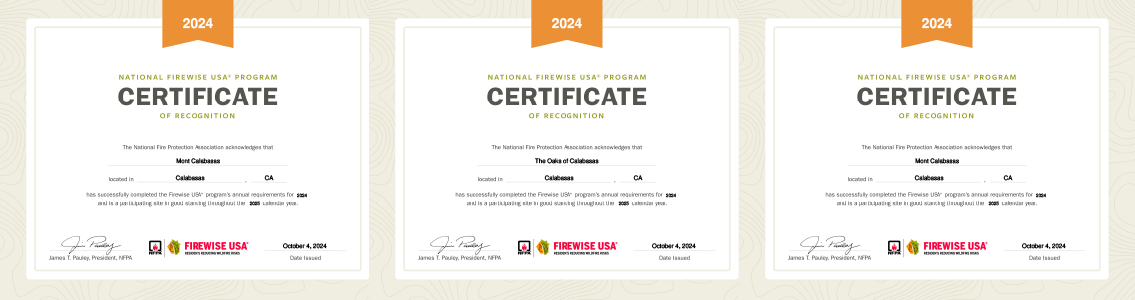 Important Safety Firewise Certificates - Calabasas Firewise